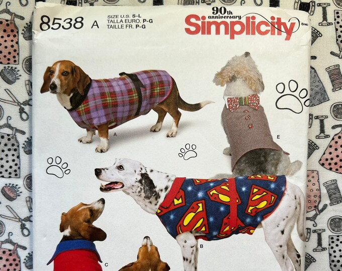 Simplicity Sewing Pattern 8538 Dog Coats in Three Sizes Size S-L FF ...