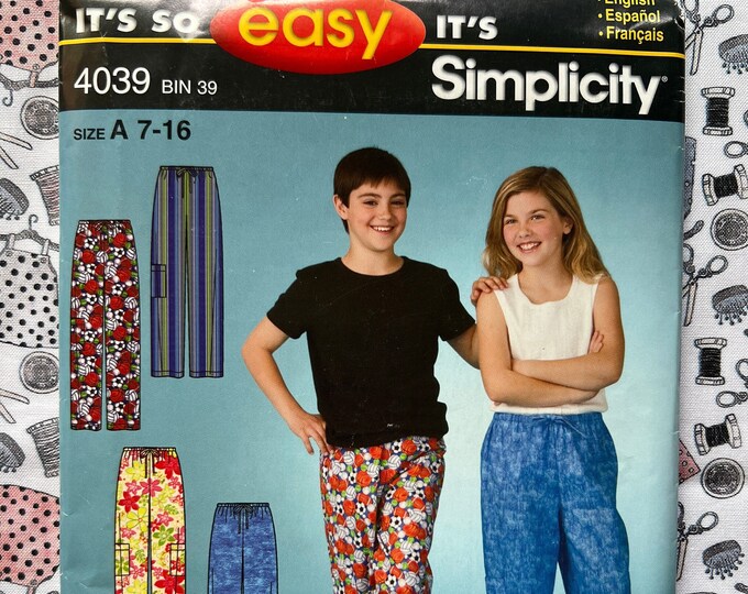 Simplicity Sewing Pattern 4039 Girls' & Boy's Pants Size 7-16 FF UNCUT ...