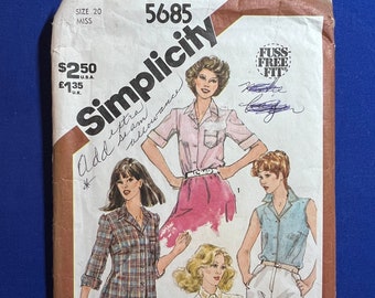 Simplicity Sewing Pattern 4238 Misses' Blouse Size 18 Bust 36 Cut ...