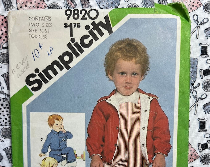 Simplicity Sewing Pattern 9820 Toddlers' Overalls and Lined Jacket Size ...