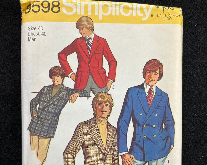 Simplicity Sewing Pattern 9598 Men's Set of Fitted Jackets Size 40 FF ...