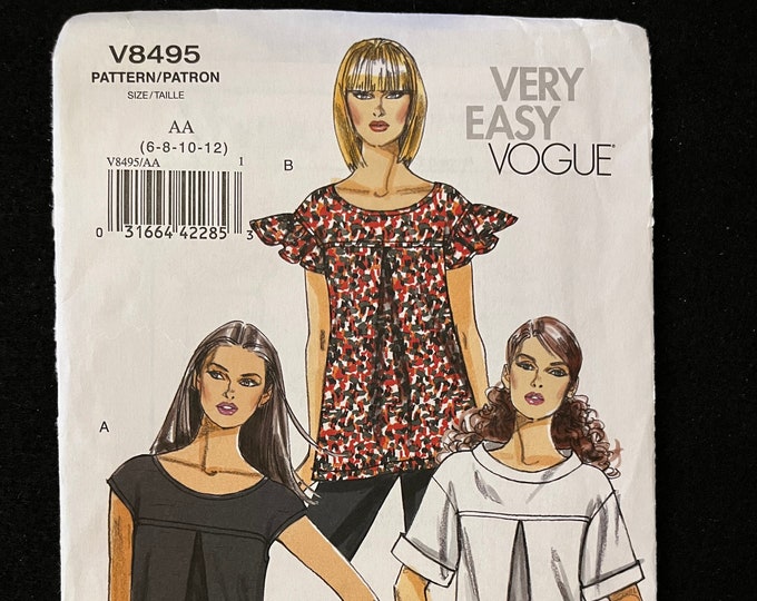 Vogue Sewing Pattern V8495 Misses' Top Size 6-12 FF UNCUT - Etsy