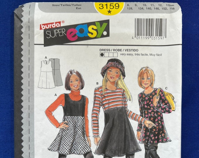 Burda Sewing Pattern 3159 Girls' Dress Jumper Size 8-13 Junior FF UNCUT ...