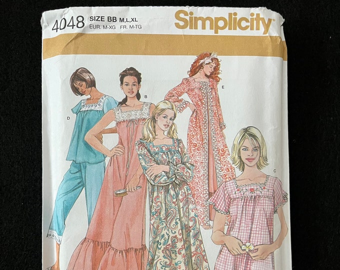 Simplicity Sewing Pattern 4048 Misses Nightgown in Two Lengths Pajamas ...