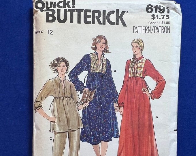Butterick Sewing Pattern 6191 Misses' Maternity Dress Top & Pants Size ...