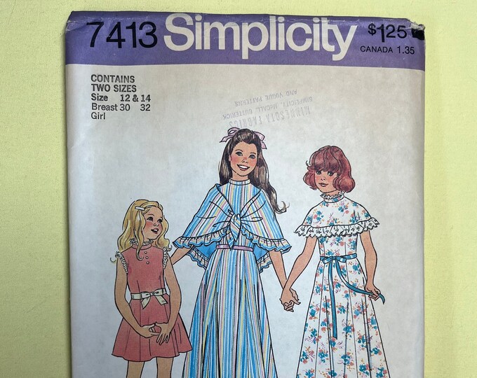 Simplicity Sewing Pattern 7413 Girls' Dress in Two Lengths and Shawl ...