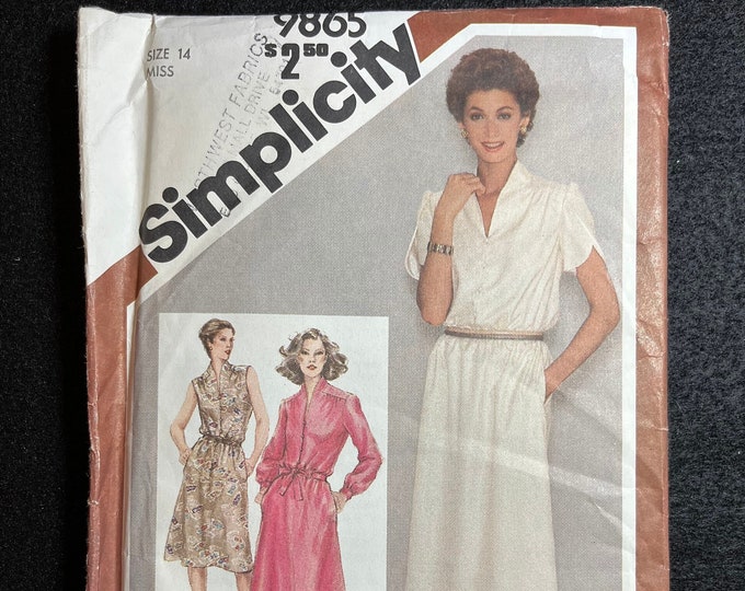 Simplicity Sewing Pattern 9865 Misses Pullover Dress Size 14 FF UNCUT ...