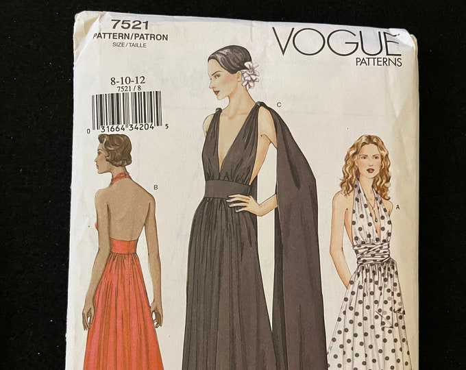 Vogue Sewing Pattern 7521 Misses' Dress Size 8-12 FF UNCUT - Etsy