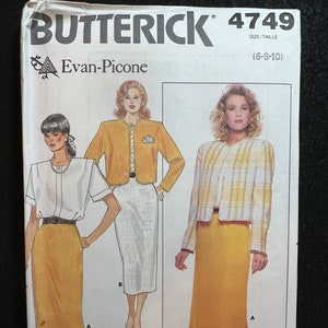Butterick Sewing Pattern 4749 Evan Picone Misses Jacket Blouse & Skirt ...