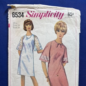 Simplicity Sewing Pattern 6534 Misses' One Piece Dress Size 14 Cut ...