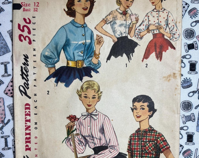 Simplicity Sewing Pattern 1735 Teen-age Blouse Size 12 Bust 32 Cut - Etsy