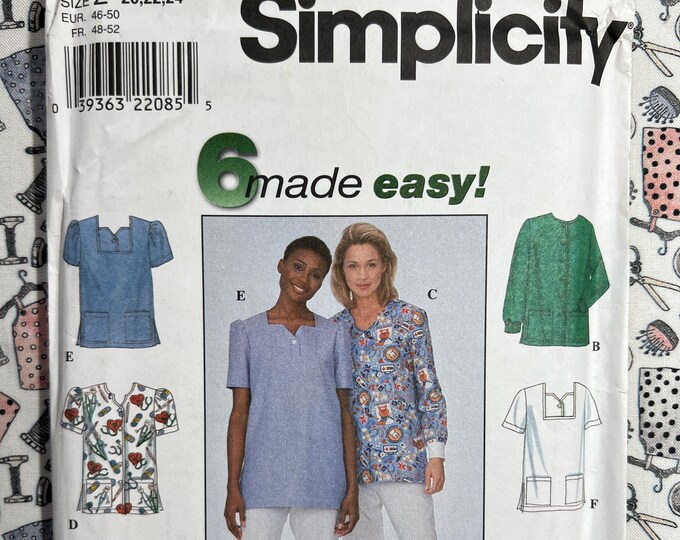 Simplicity Sewing Pattern 8351 Misses' Top Scrubs Size 20-24 FF UNCUT - Etsy