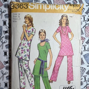 Simplicity Sewing Pattern 9363 Misses' Jiffy Tunic With Three Necklines & Pants Size 14 Bust 36 ...