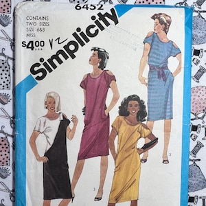 Simplicity Sewing Pattern 6452 Misses' Pullover Dresses Size 6 & 8 FF ...