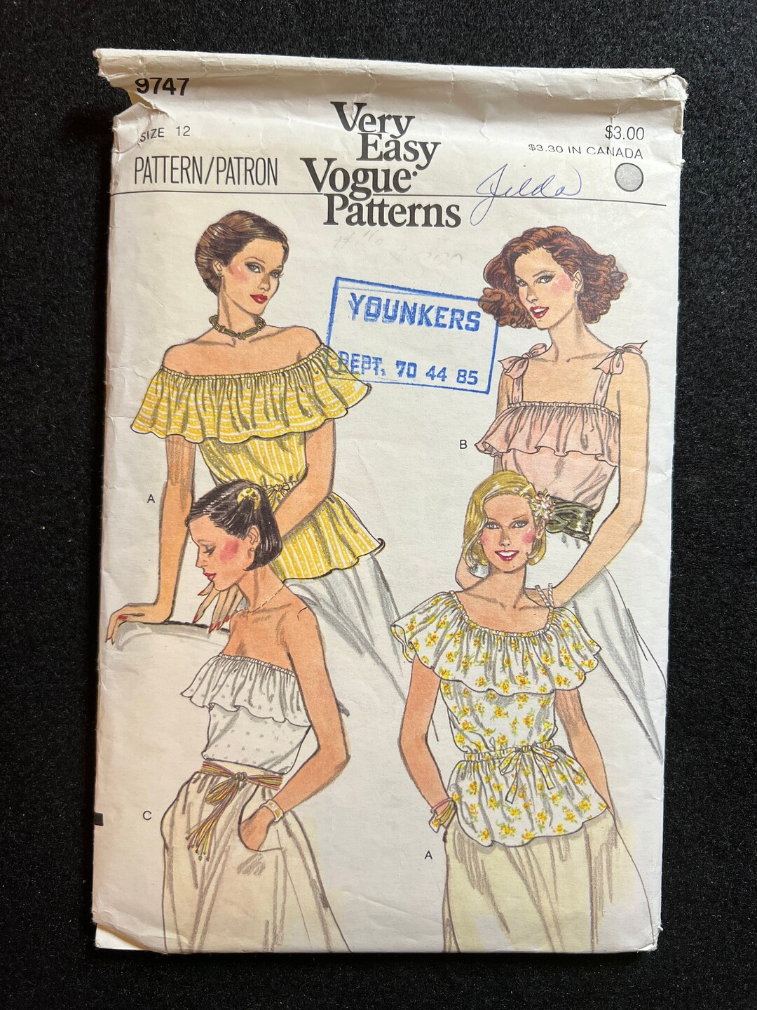 Vogue Sewing Pattern 9747 Misses' Tops Size 12 Cut Complete - Etsy