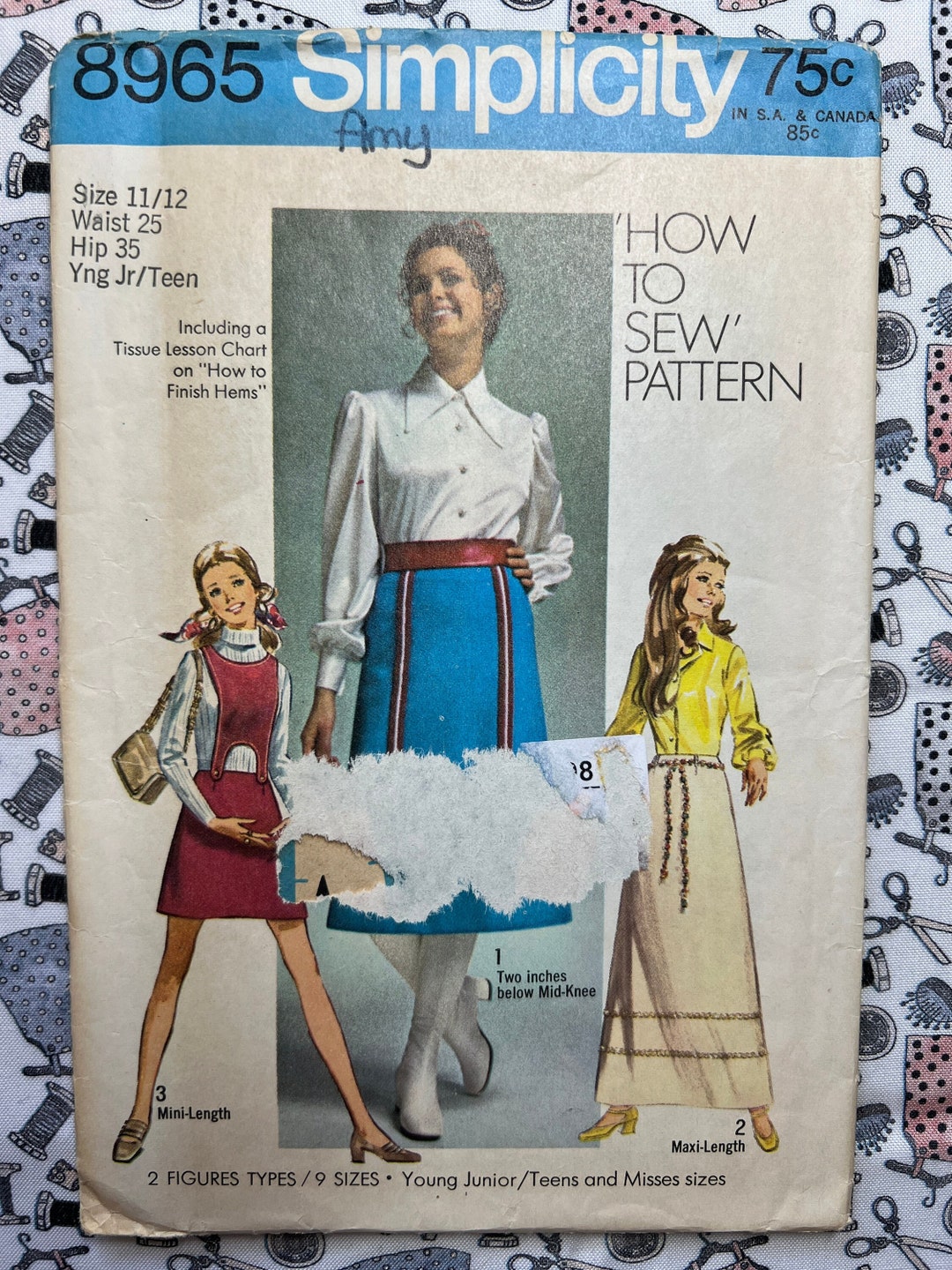 Simplicity 8965 Sewing Pattern: Junior Skirt, Three Lengths, Bib - Size ...