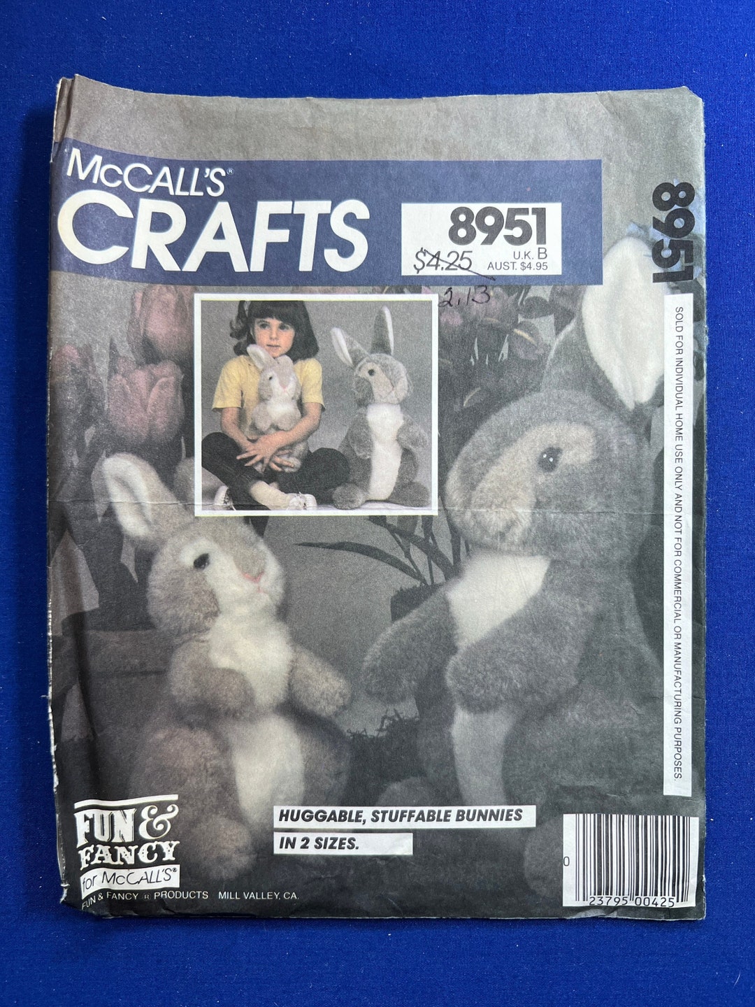 Mccall's Crafts Sewing Pattern 8951 Bunny Package Partially Cut ...