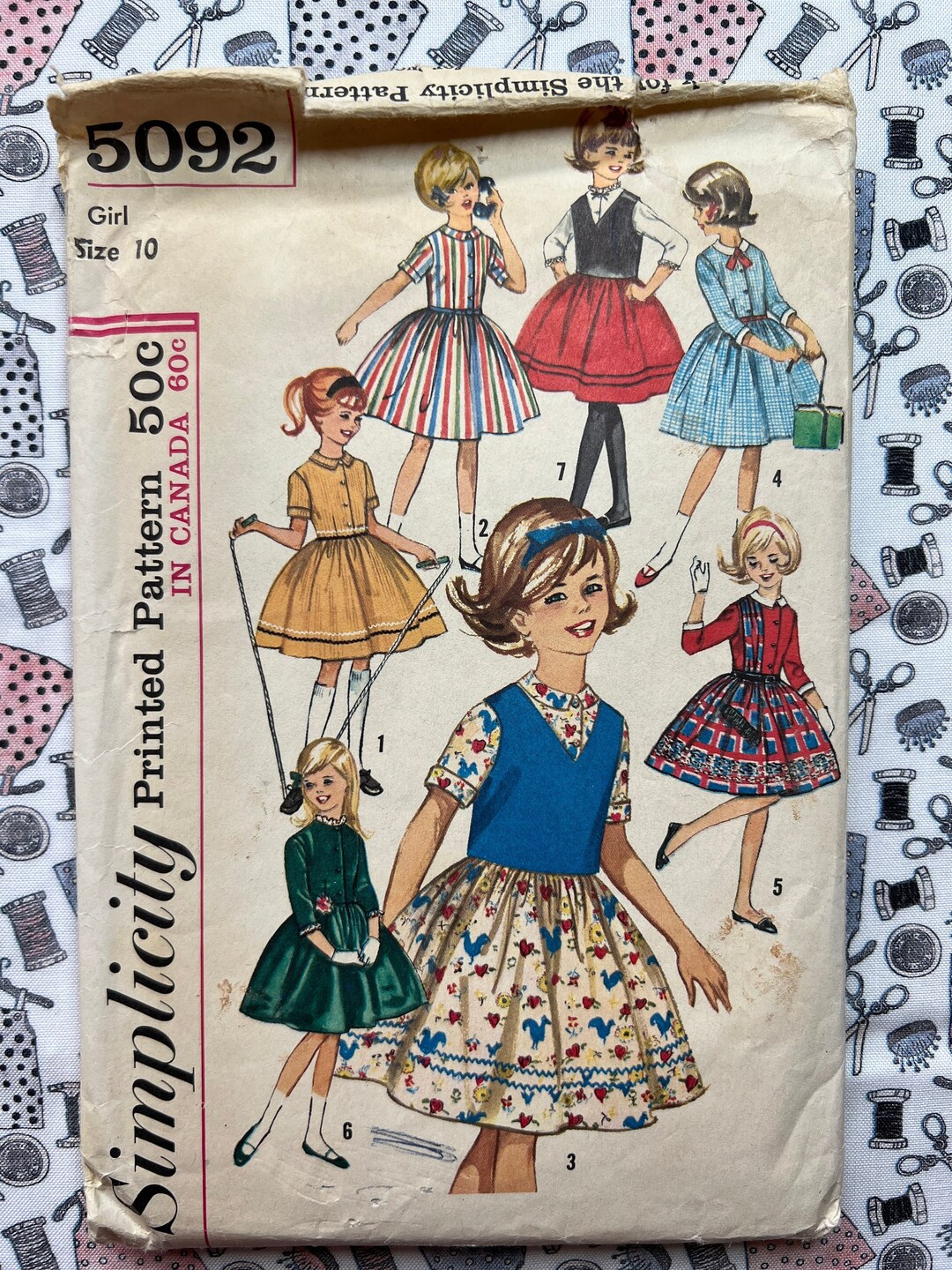 Simplicity Sewing Pattern 5092 Girls' One-piece Dress & Weskit Size 10 ...