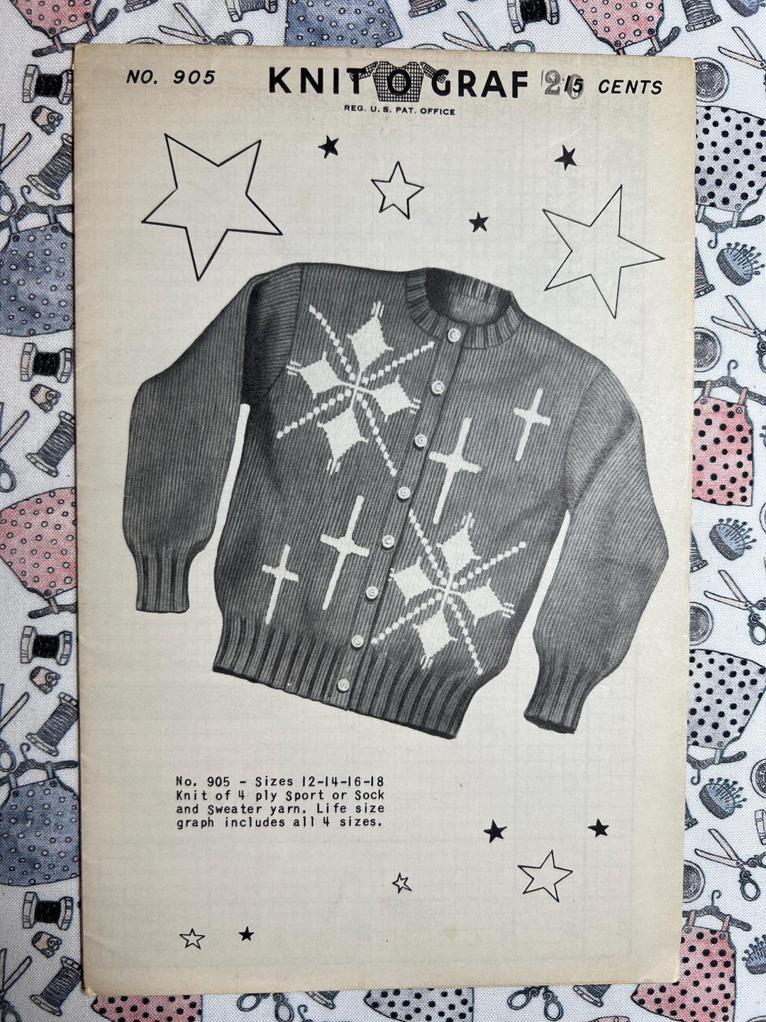 Knit O Graf No 905 Pattern Snowflake Sweater Pattern Size 12-18 - Etsy