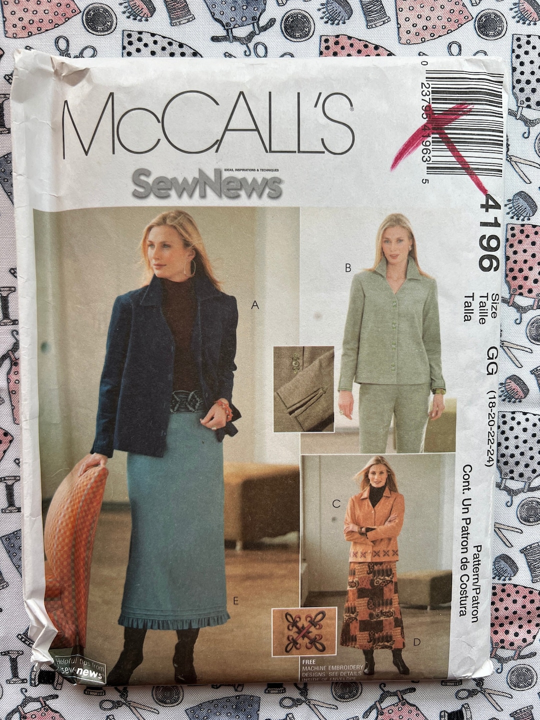 Mccall's Sewing Pattern 4196 Women's Unlined Jackets Pants & Skirts ...