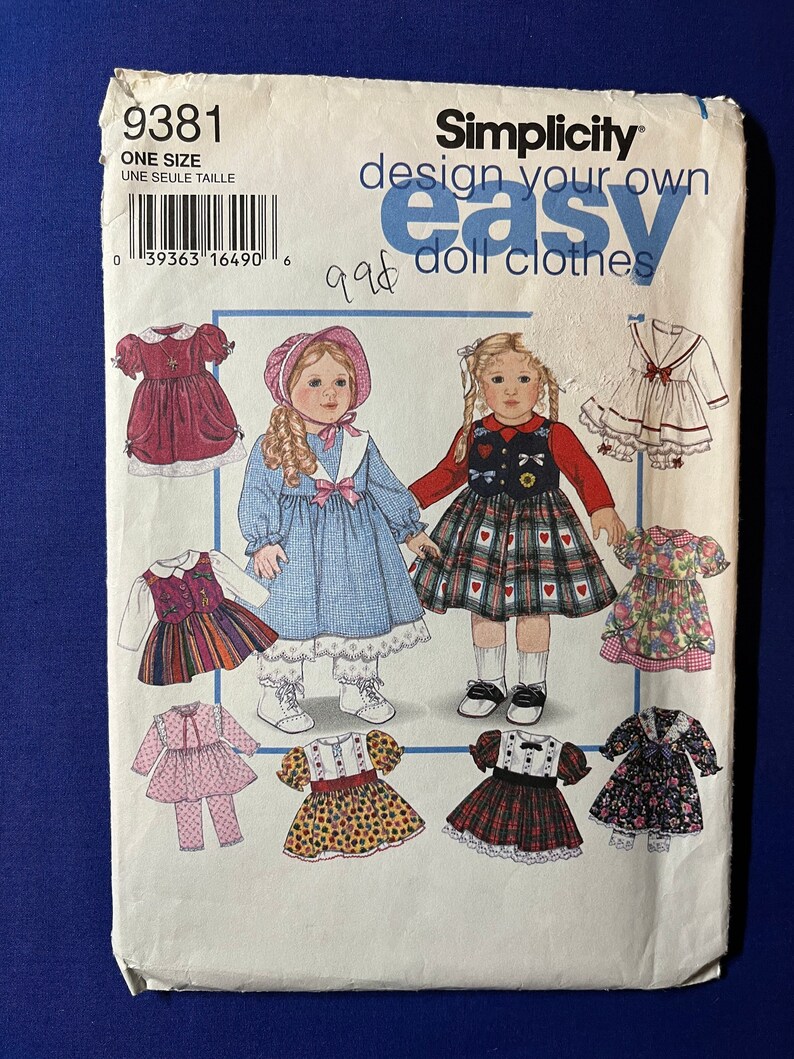1990s Doll Clothes for 18 Inch Doll Simplicity 9381 UNCUT FF Vintage ...