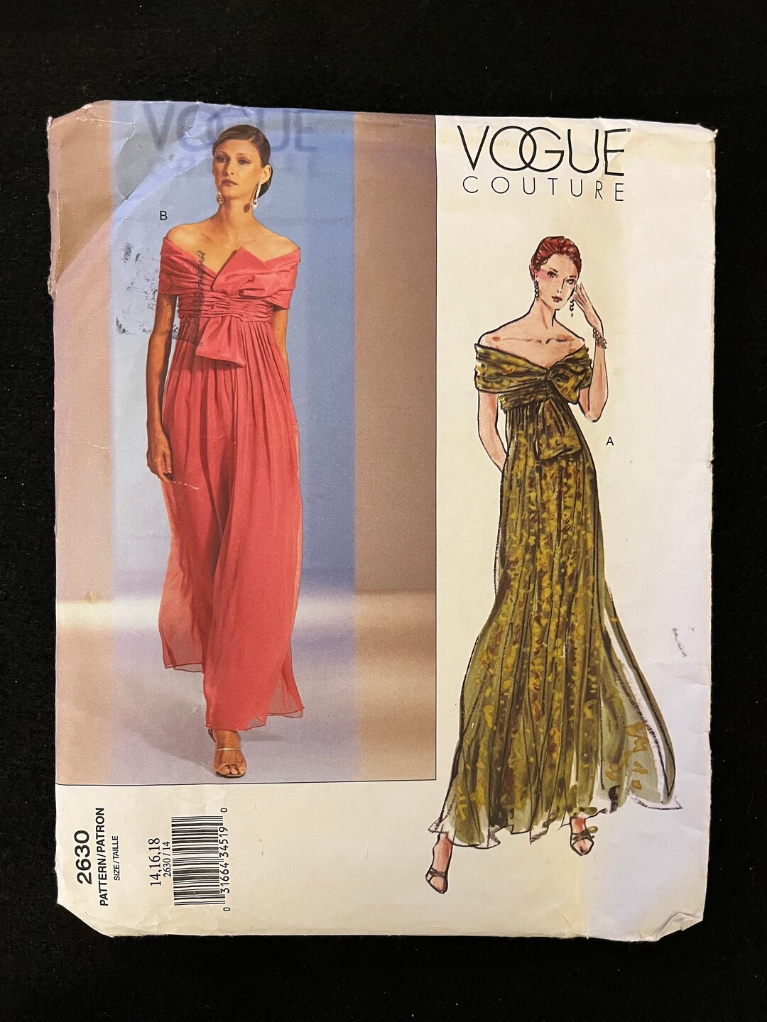 Vogue Couture Sewing Pattern 2630 Misses' Dress Size 14-18 - Etsy