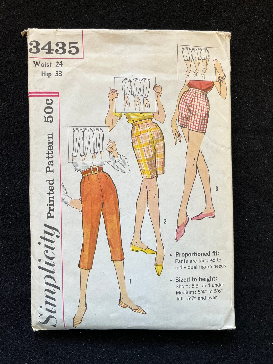 Simplicity Sewing Pattern 3435 Pedal Pushers Jamaica Shorts Waist 24 ...