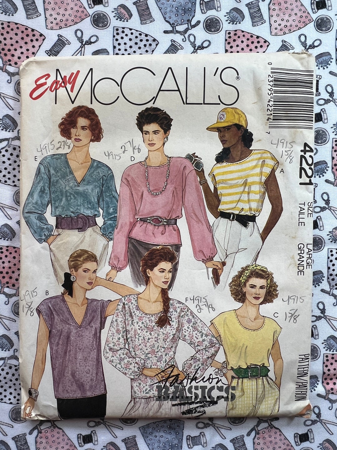 Mccall's Sewing Pattern 4221 Misses' Tops Size Large (18-20) FF UNCUT ...