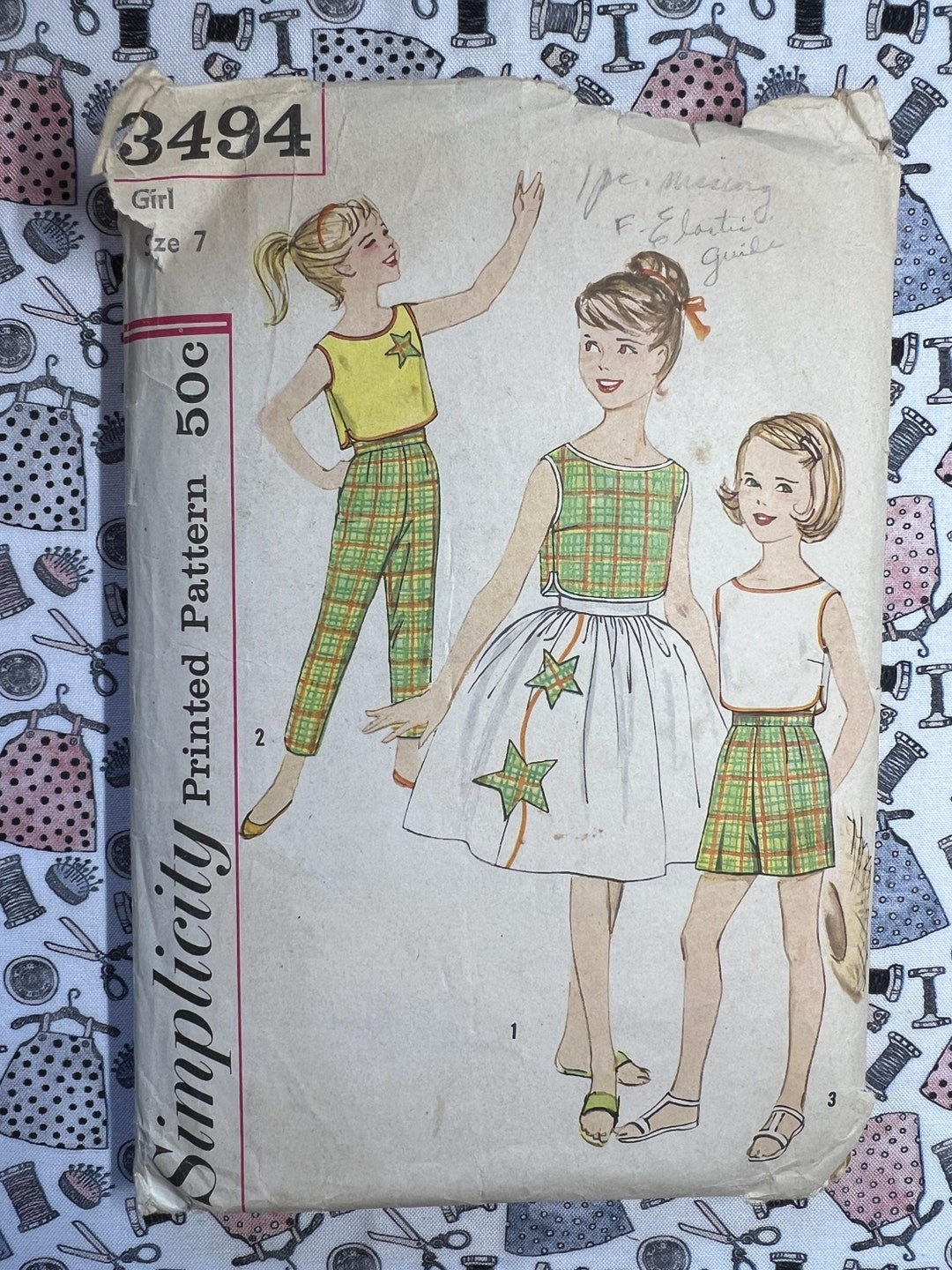 Simplicity Sewing Pattern 3494 Girls' Top Skirt and Pants in Two Lengths Size 7 Cut Complete - Etsy