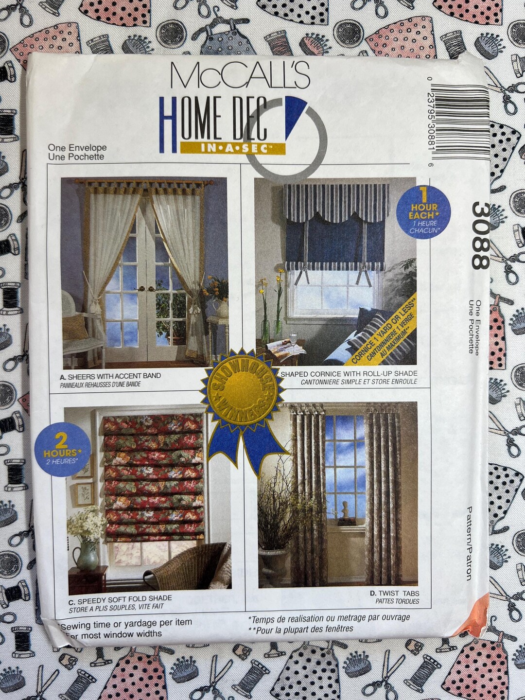 Mccall's Home Decorating Sewing Pattern 3088 Curtains Valances FF UNCUT ...