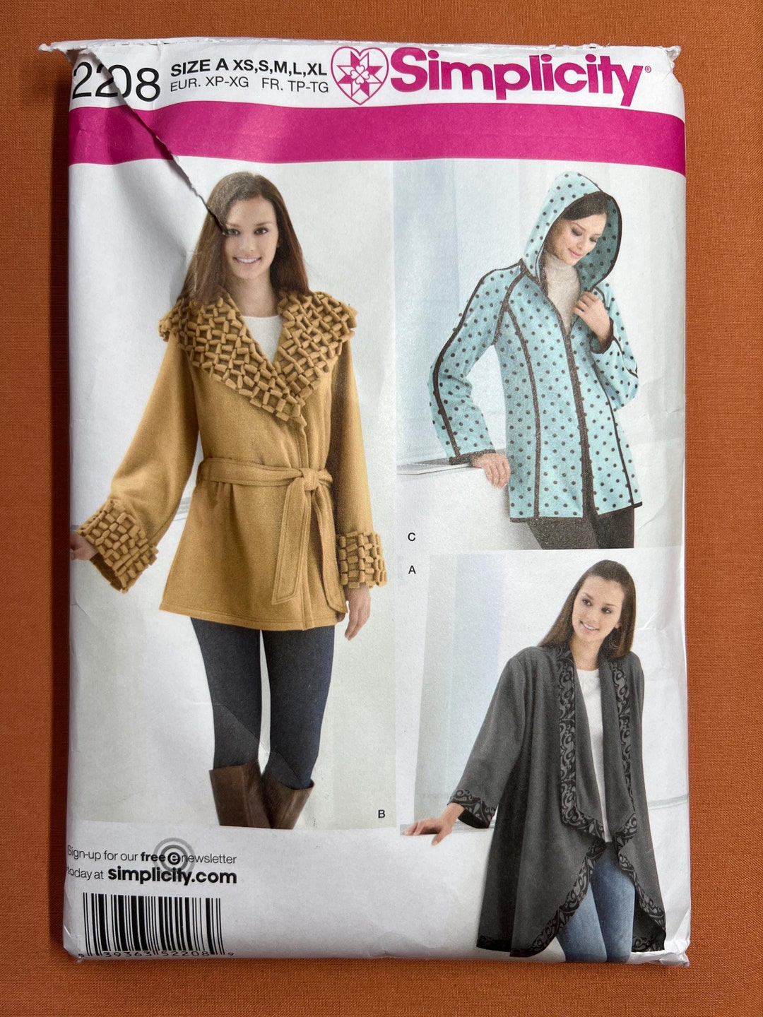 Simplicity Sewing Pattern 2208 Misses' Fleece Jackets Size XS-XL (6-24 ...