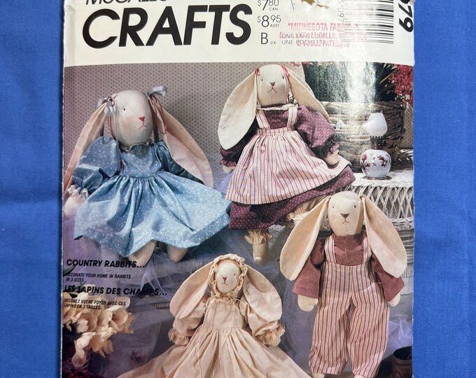 Mccall's Crafts Sewing Pattern P979 Faye Wine Stuffed Bunny in Three Sizes & Clothes Cut ...