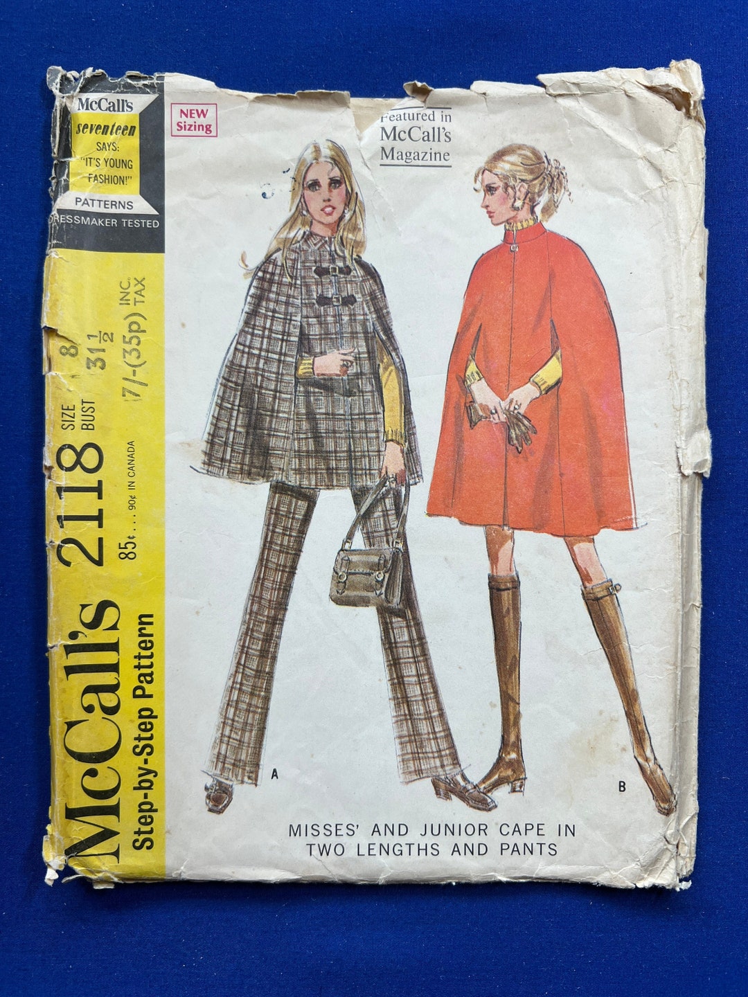 Mccall's Sewing Pattern 2118 Misses' Cape in Two Lengths & Pants Size 8 ...
