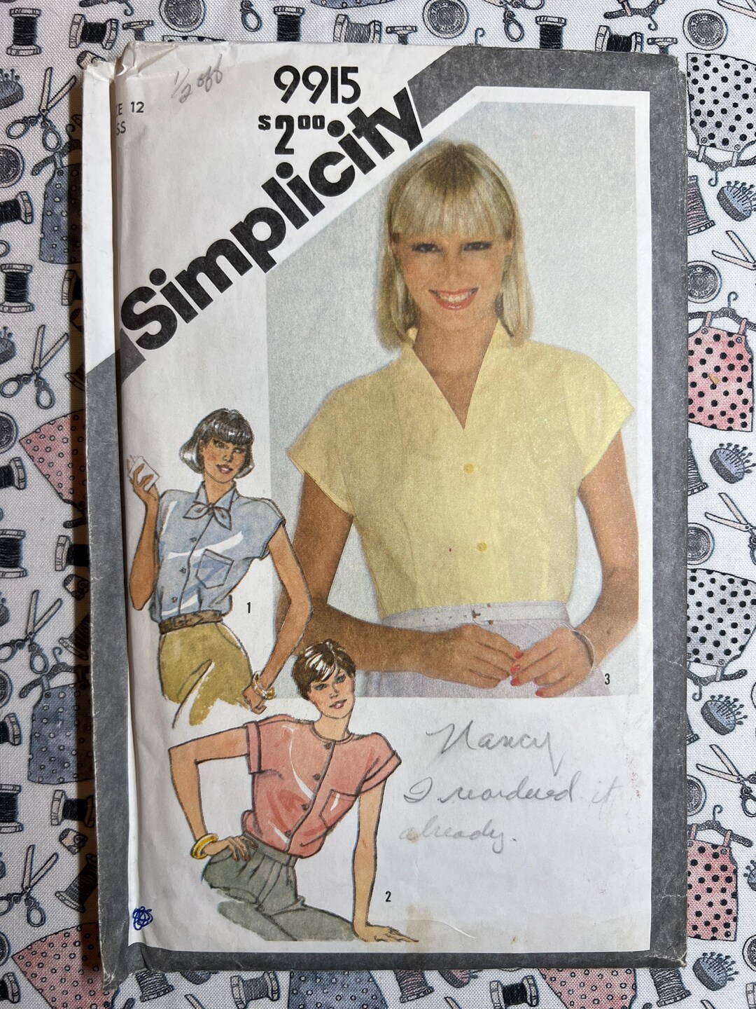Simplicity Sewing Pattern 9915 Misses Set of Blouses Size 12 Bust 34 ...