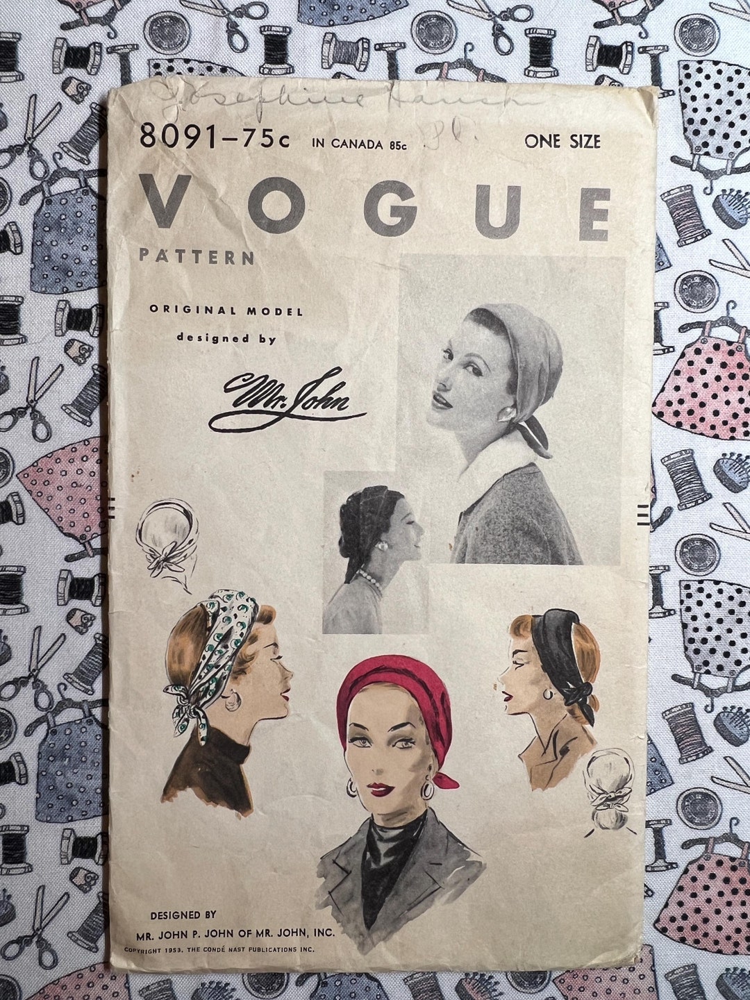 Vogue Sewing Pattern 8091 Tie on Turban Cut Complete Unprinted - Etsy