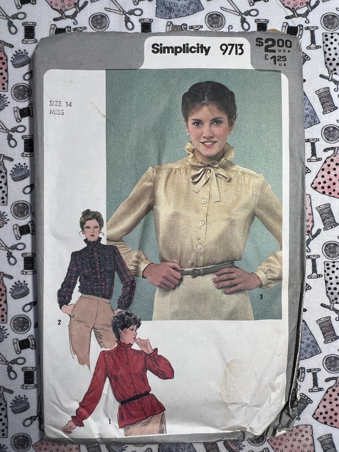 Simplicity Pattern 9713 Misses' Blouse With Detachable Jabot Size 14 ...