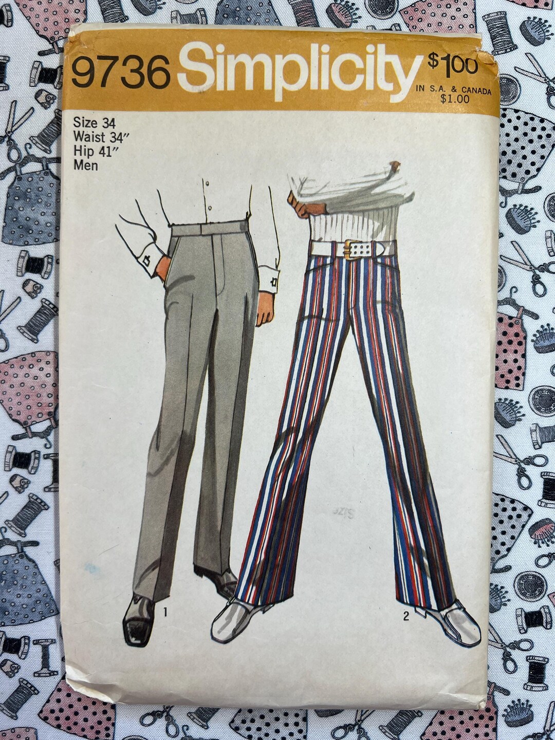 Simplicity Sewing Pattern 9736 Men's Pants Jean Cut Bell Bottom Pants ...