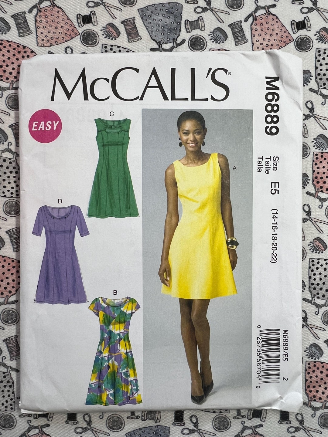Mccall's Sewing Pattern M6889 Misses' Dresses Size 14-22 FF UNCUT - Etsy