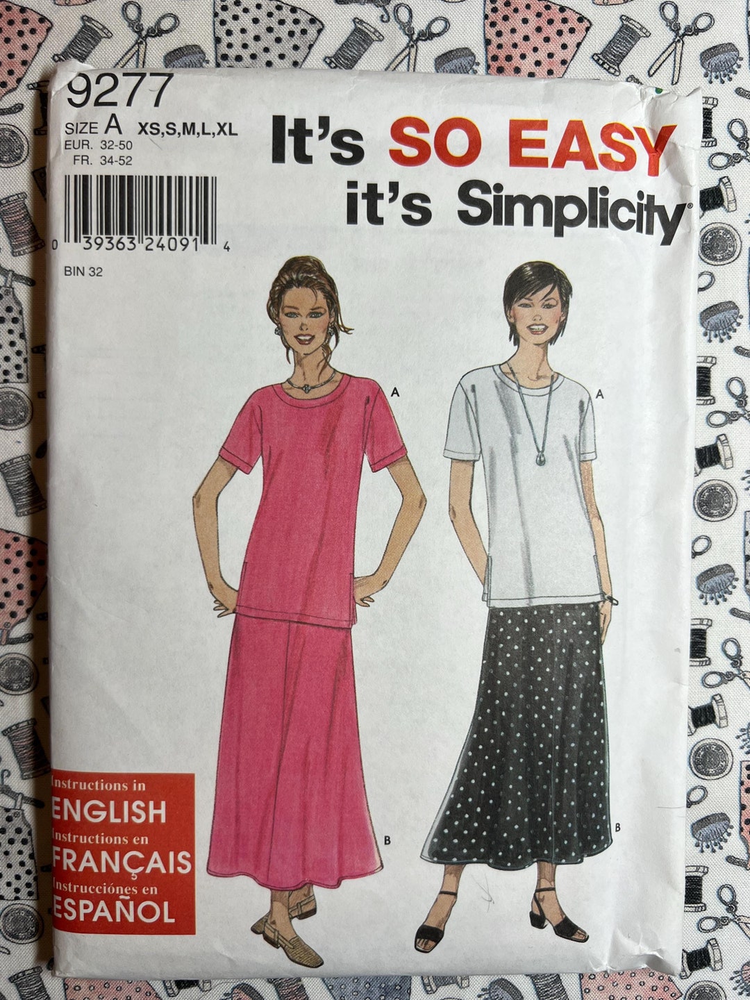 Simplicity Sewing Pattern 9277 Misses' Top and Skirt Size XS-XL 6-24 FF ...