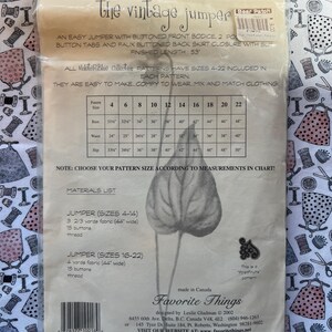 Favorite Things Pattern Designs Sewing Pattern V018 the Vintage Jumper ...