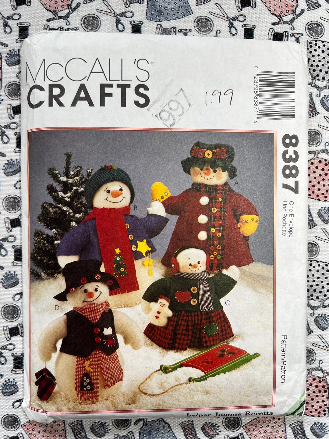 Mccall's Crafts Sewing Pattern 8387 Snow Family FF UNCUT - Etsy