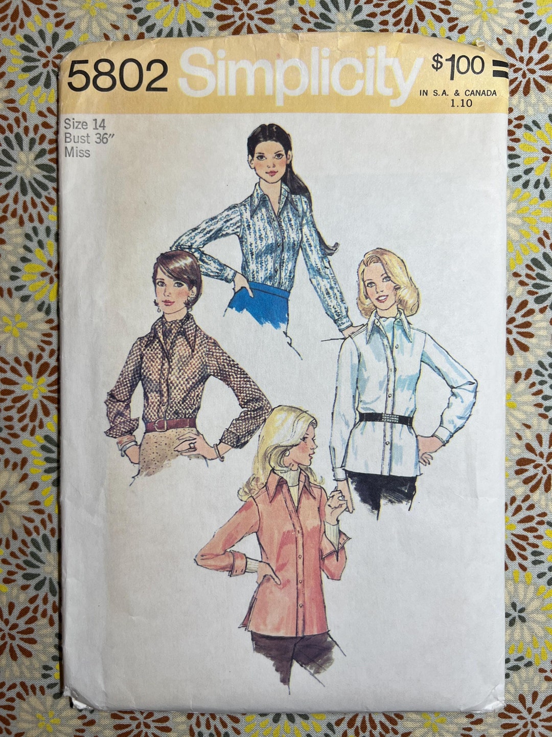 Simplicity Sewing Pattern 5802 Misses' Shirt & Ascot Tie Size 14 OR Size 16 FF UNCUT - Etsy