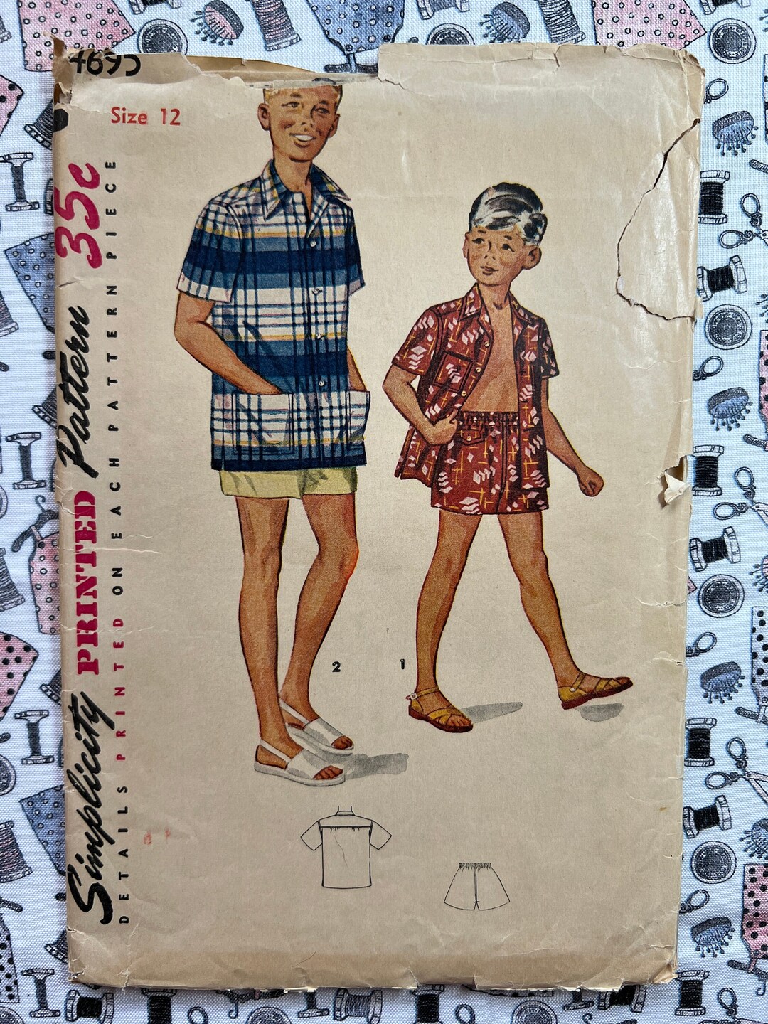 Simplicity Sewing Pattern 4695 Boys' Beach Shirt & Swim Shorts Size 12 ...