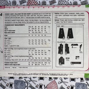 Simplicity Sewing Pattern 8084 Misses' Skirt Pullover Top & Scarf Size ...
