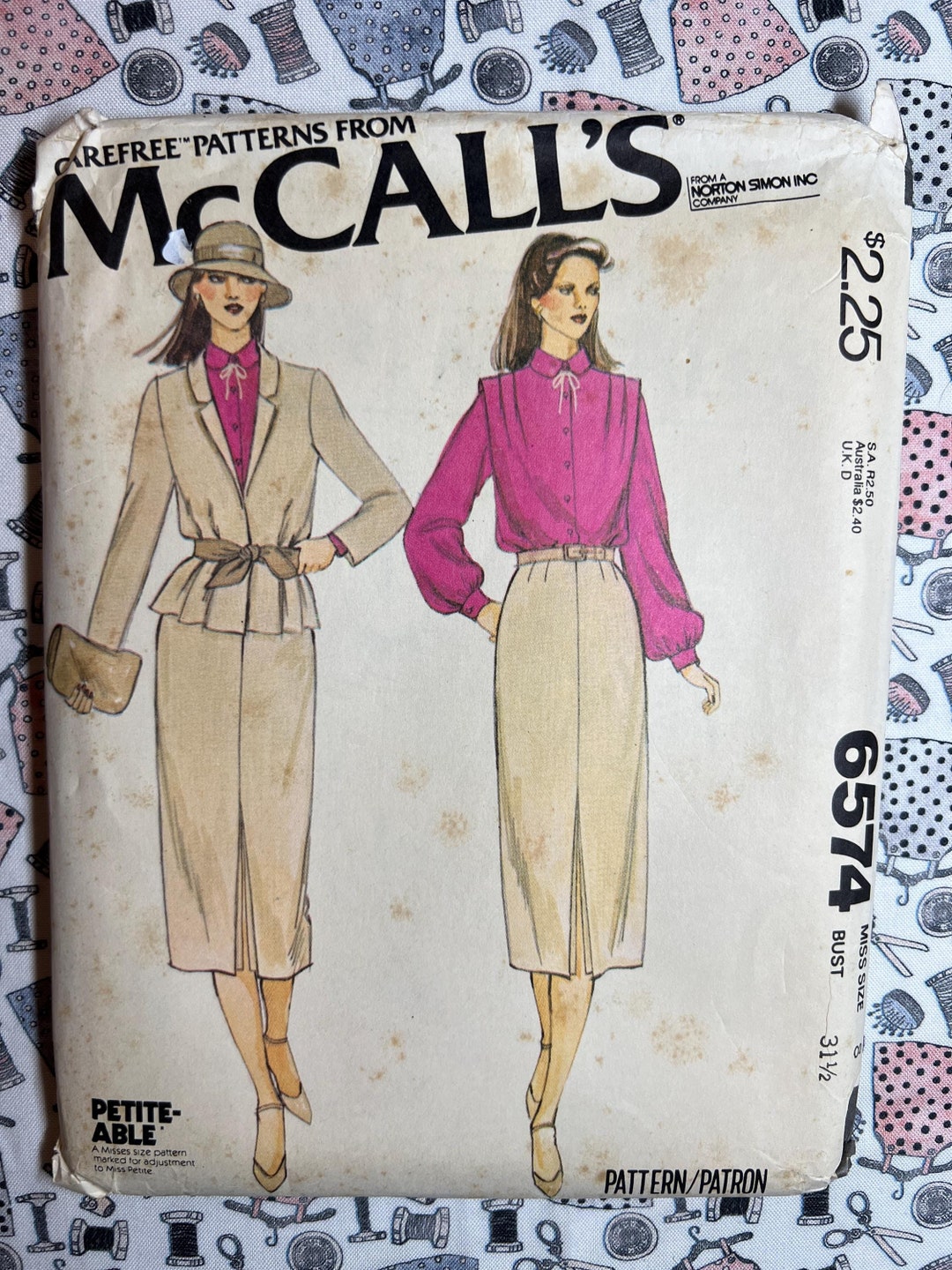 Mccall's Sewing Pattern 6574 Misses' Wrap-jacket Skirt & Blouse Size 8 ...