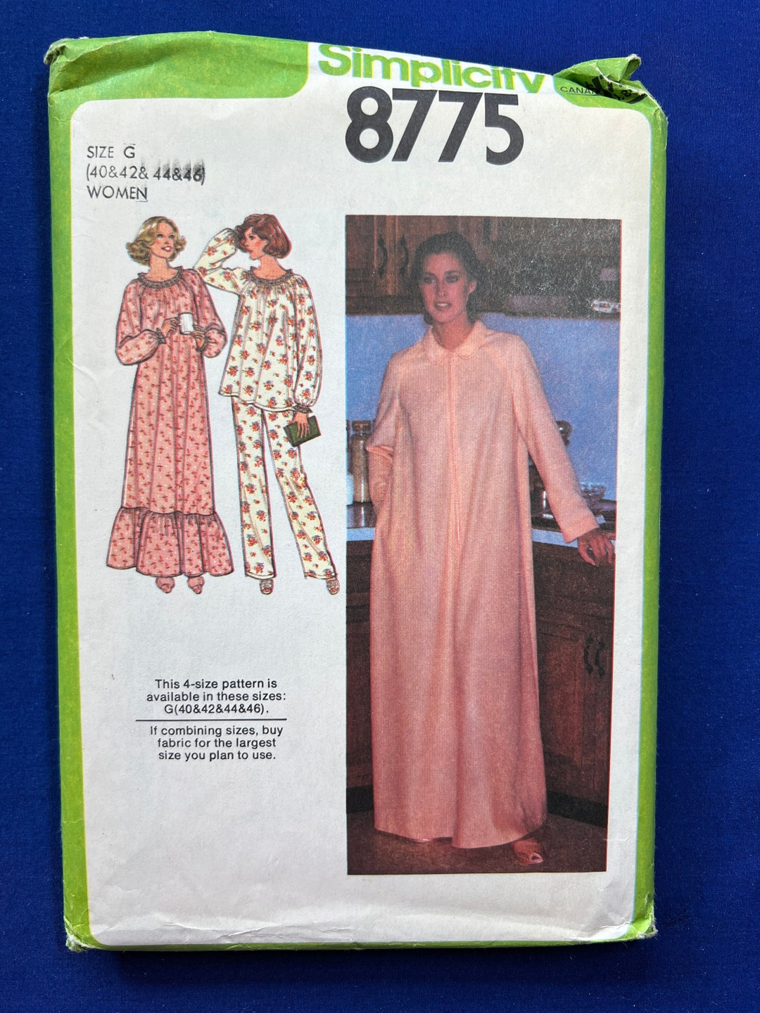 Simplicity Sewing Pattern 8775 Misses' Nightgown Pajamas & Robe Size 40 ...