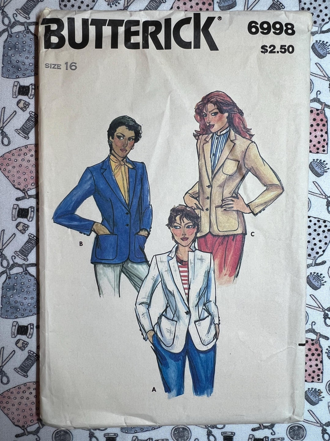 Butterick Sewing Pattern 6998 Misses' Blazer Jacket Size 16 Bust 38 Cut ...