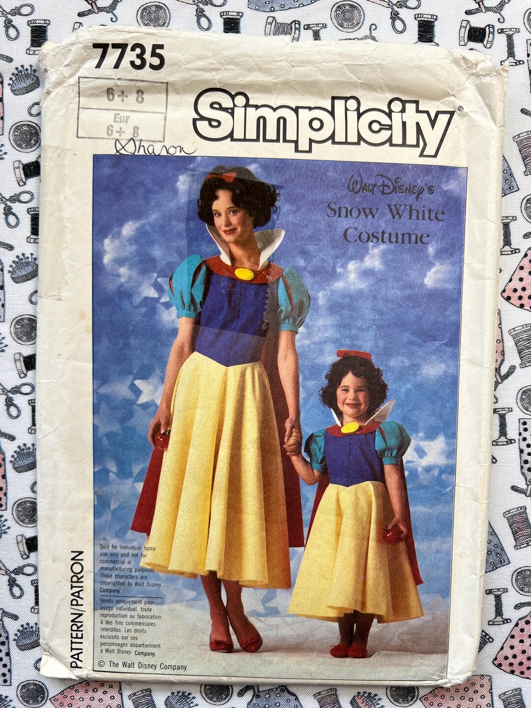 Simplicity Sewing Pattern 7735 Girl's Snow White Costume Size 6-8 ...