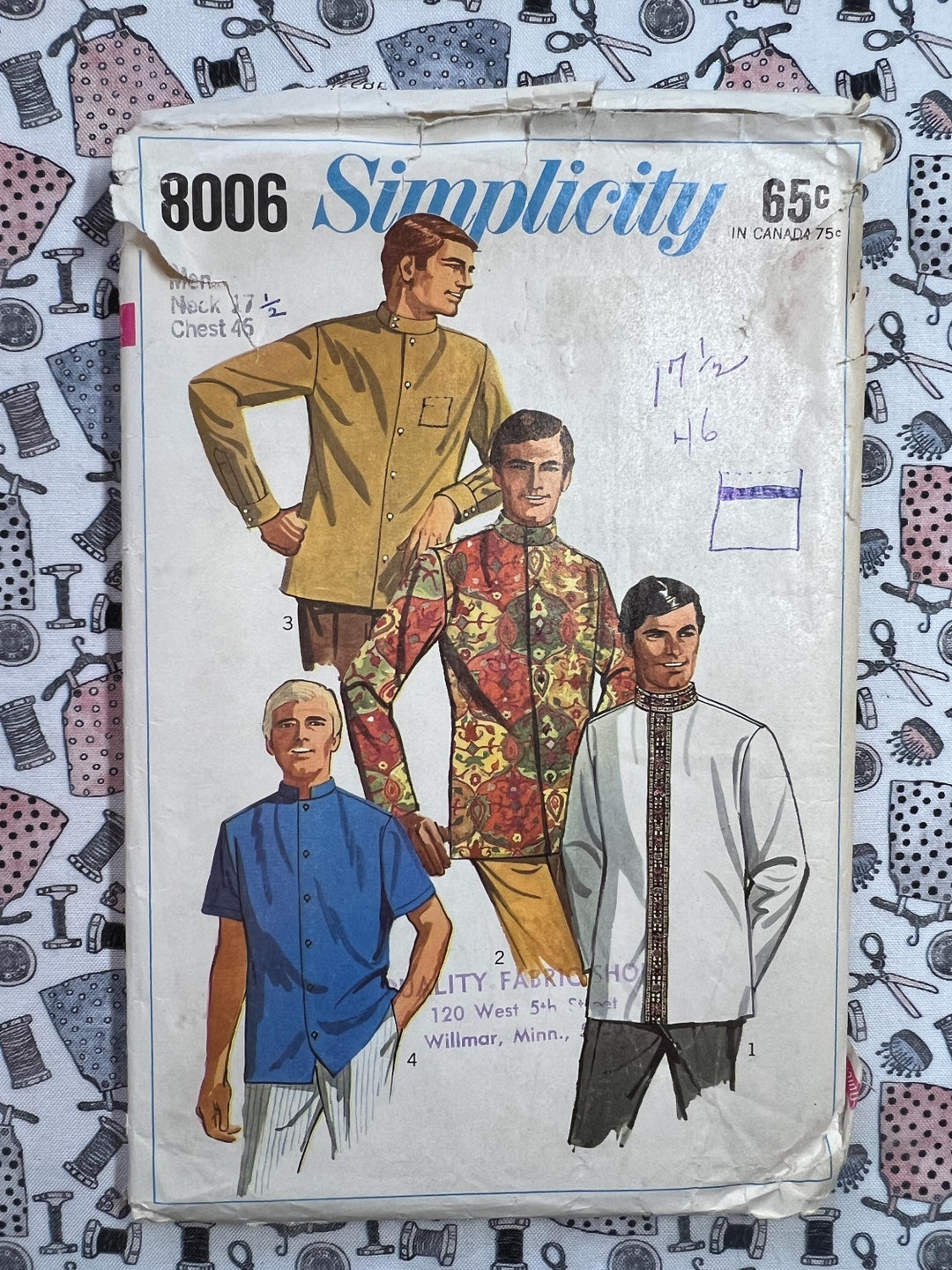 Simplicity Sewing Pattern 8006 Men's Meditation or Guru Shirt in Two ...