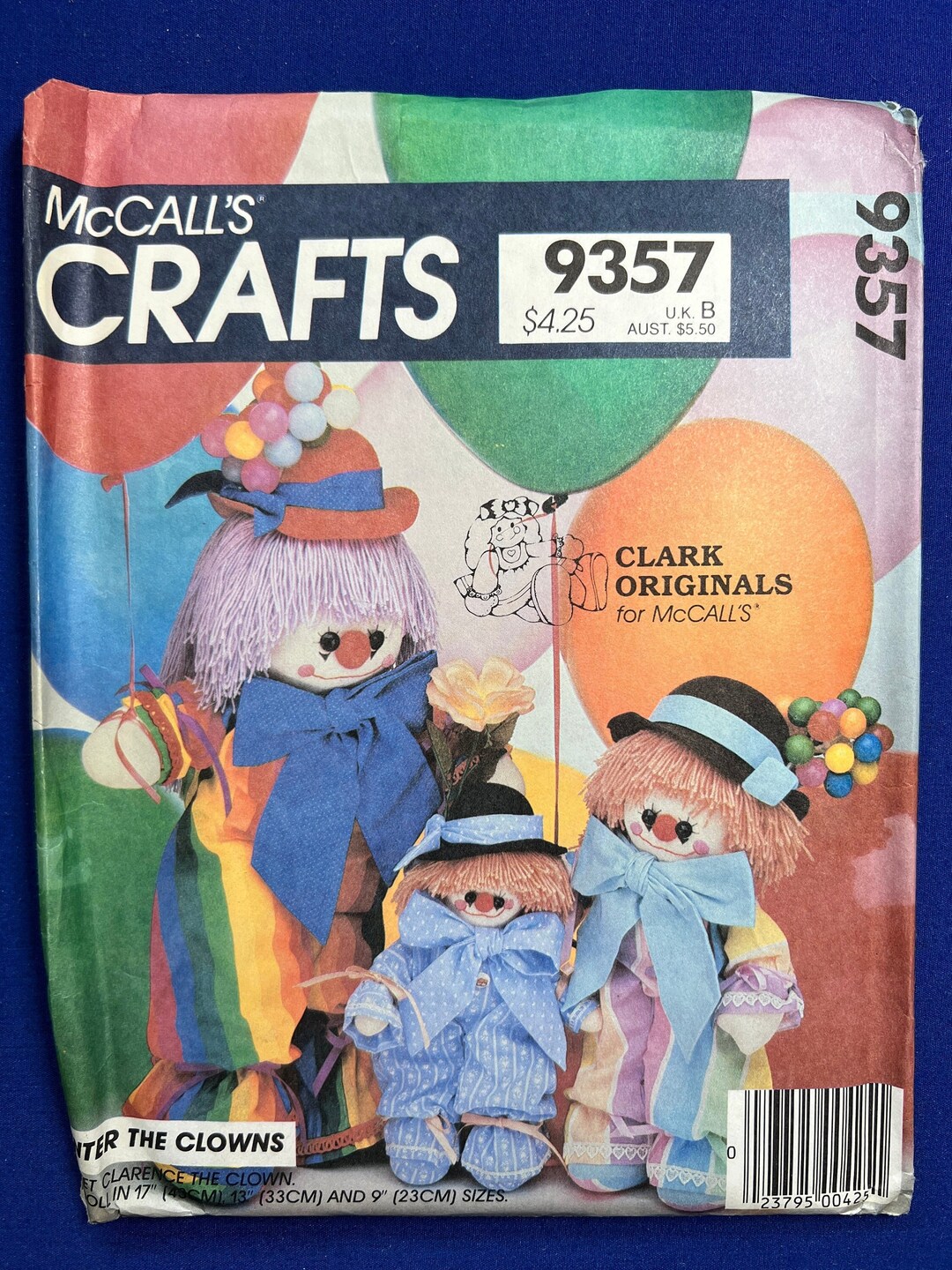 Mccall's Crafts Sewing Pattern 9357 Clark Originals Enter the Clowns FF ...